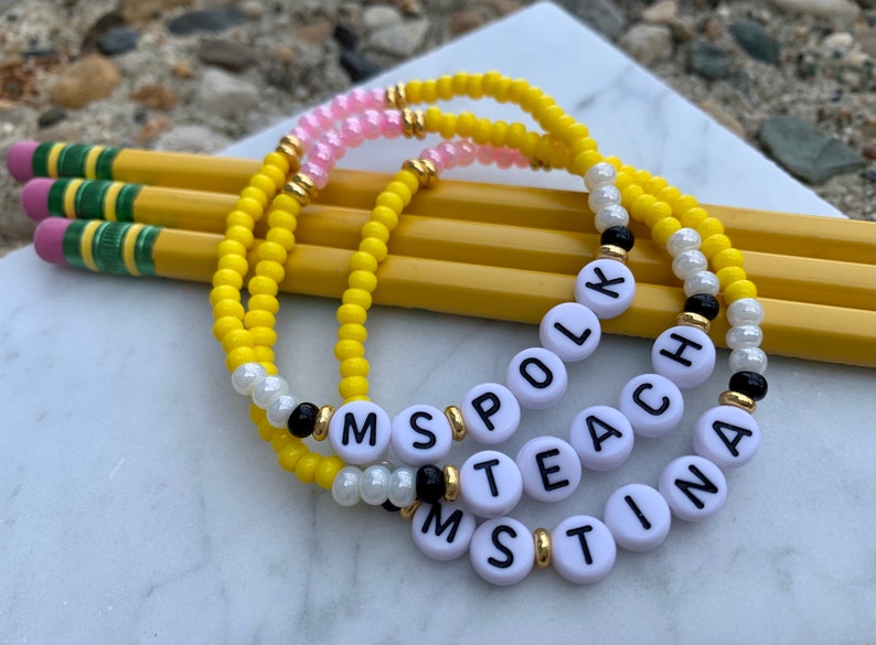 Teacher Gift Teacher Pencil Bracelet Teach Teacher - Etsy