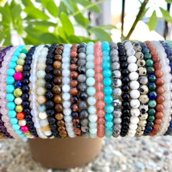 Stretch Gemstone Bracelets - Etsy