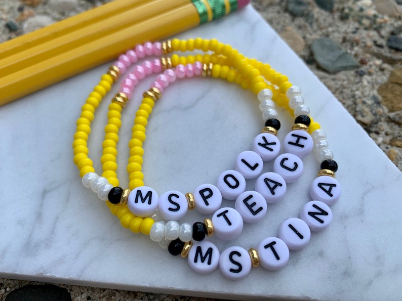 Teacher Gift Teacher Pencil Bracelet Teach Teacher - Etsy