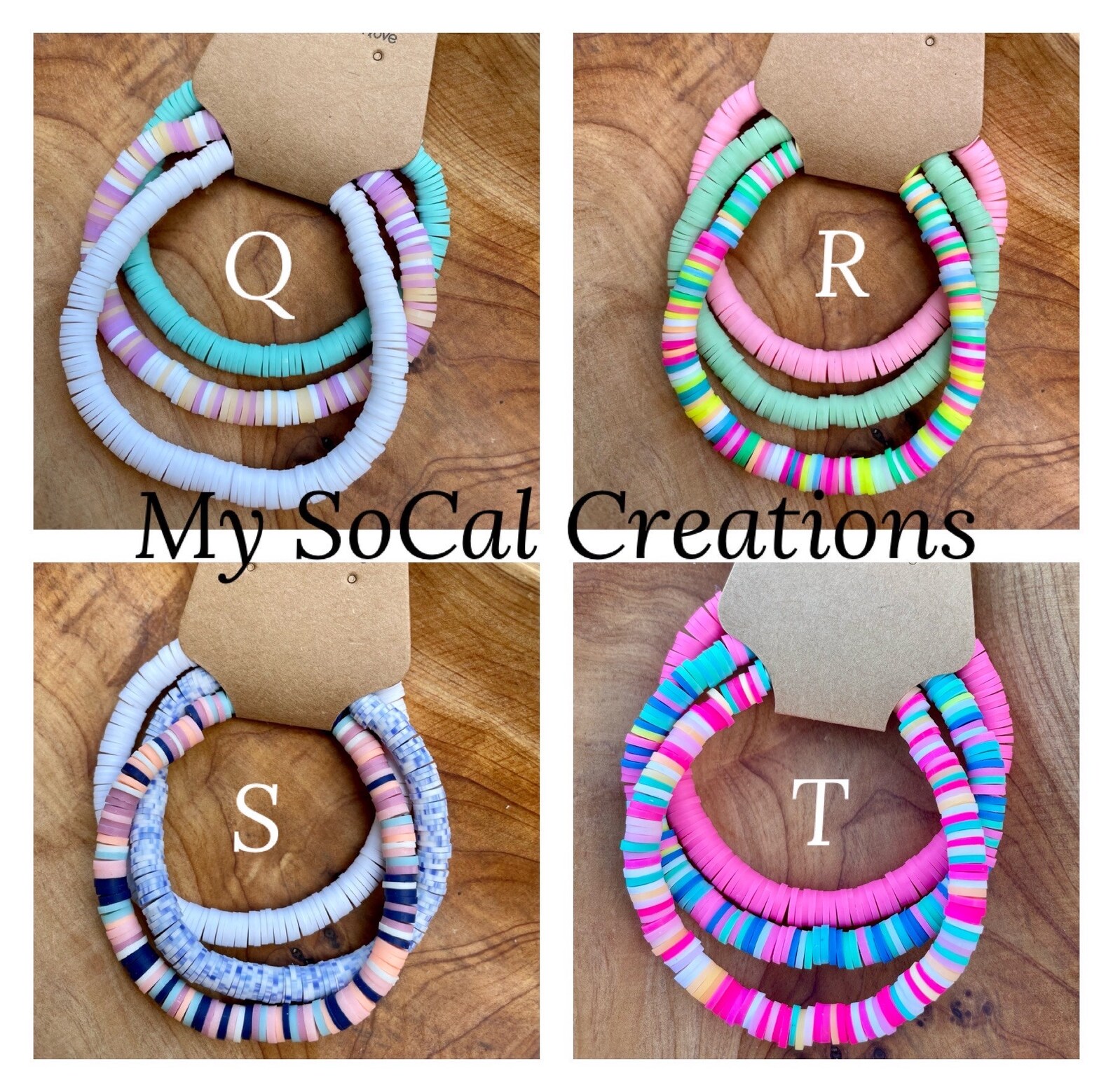 Handmade Heishi Bead Bracelet Sets, Clay Bead Bracelets, Bracelet ...