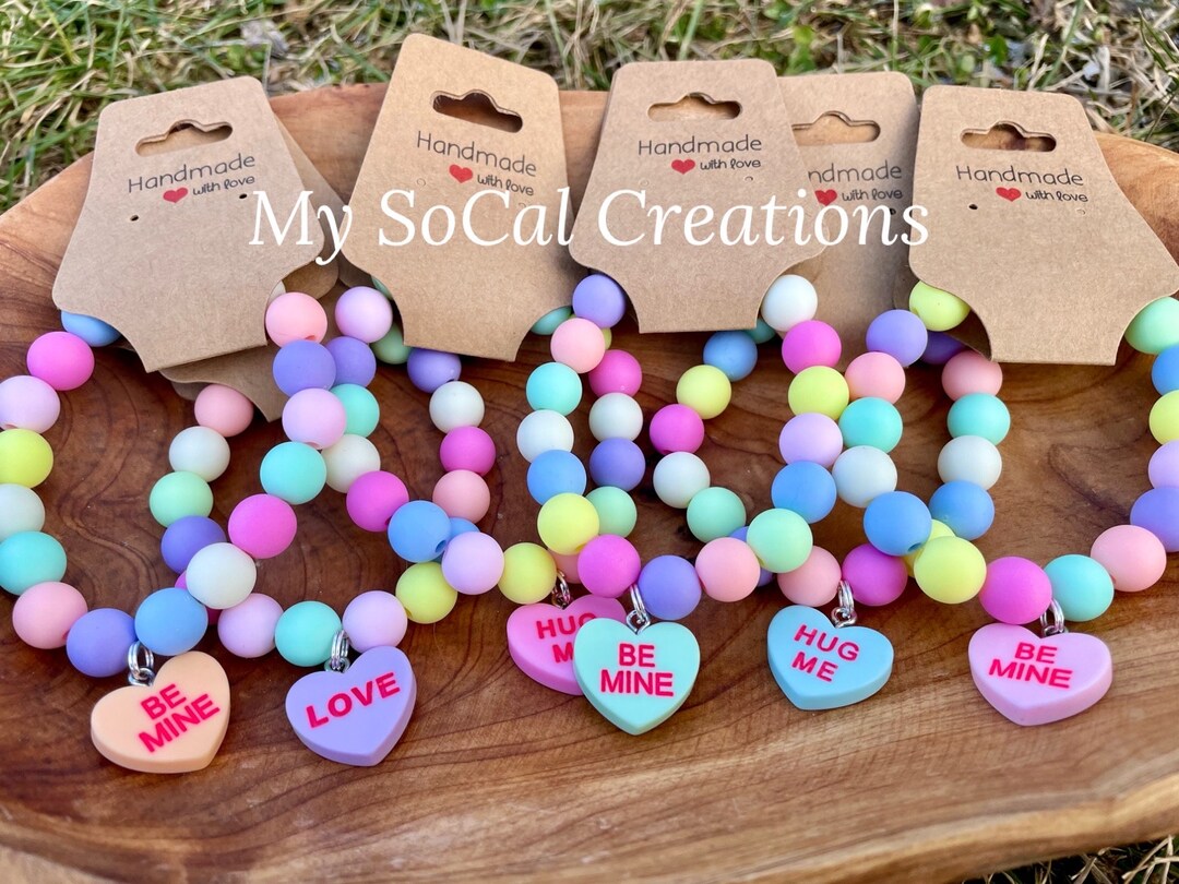 Candy Heart Charm Bracelet, Valentines Day Gift for Her, Friendship ...