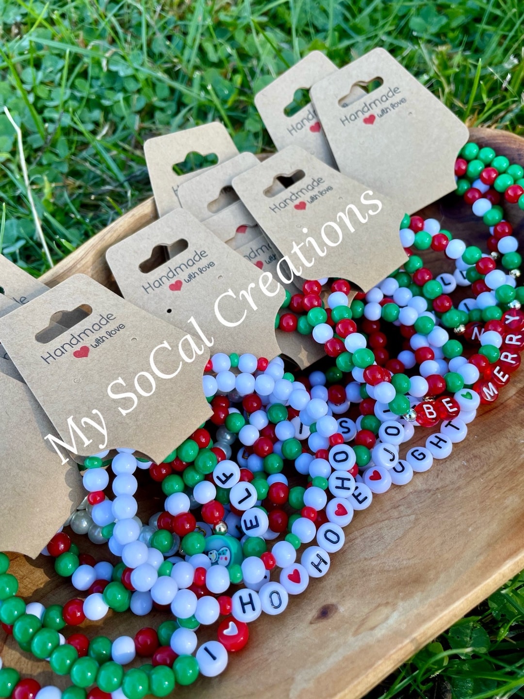 Christmas Holiday Word Bracelet Sets for Kids and Adults, Letter Bead ...