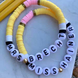 Teacher Gift, Teacher Pencil Bracelet, Teacher Bracelet, Personalized Bracelet, Beaded Bracelet ...