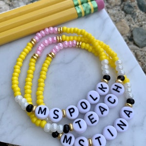 Teacher Gift, Teacher Pencil Bracelet, Teach, Teacher Bracelet, Personalized Bracelet, Beaded ...