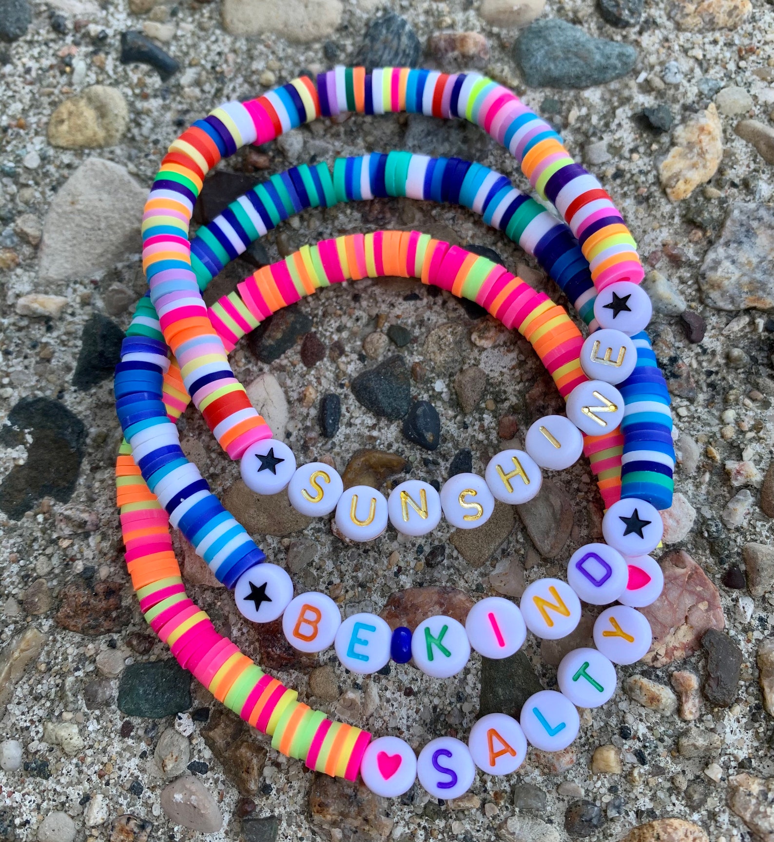 Heishi Bracelet Heishi Name Bracelet Beach Bracelet - Etsy