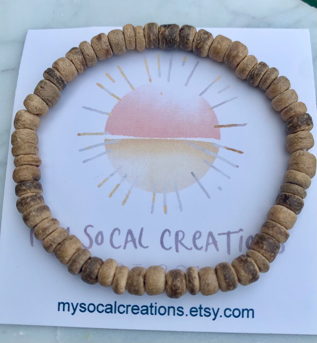 Coconut Shell Bracelet, Beach Bracelet, Beaded Bracelet, Heishi ...