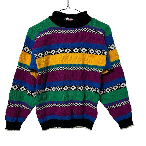 90s Colorful Sweater - Etsy