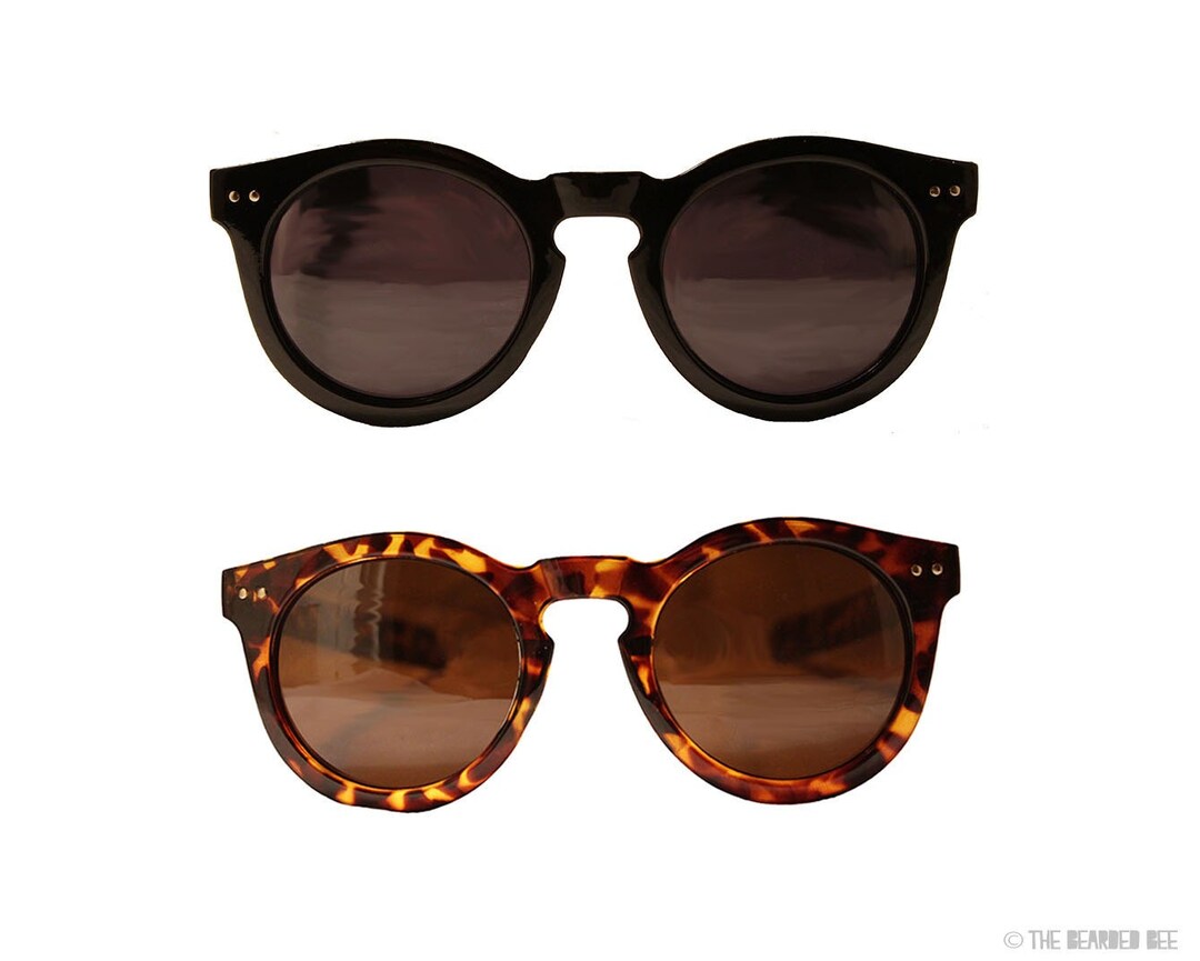 Dark Lens Retro Rounded Sunglasses for Women in Black or Tortoise Shell ...