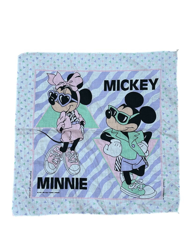 Vintage 1989 Mickey & Minnie Mouse Tapestry Pink Purple 80s Print ...