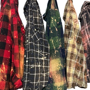 Custom Bleach Splatter Flannel Shirt Bleached Grunge Style Hipster ...