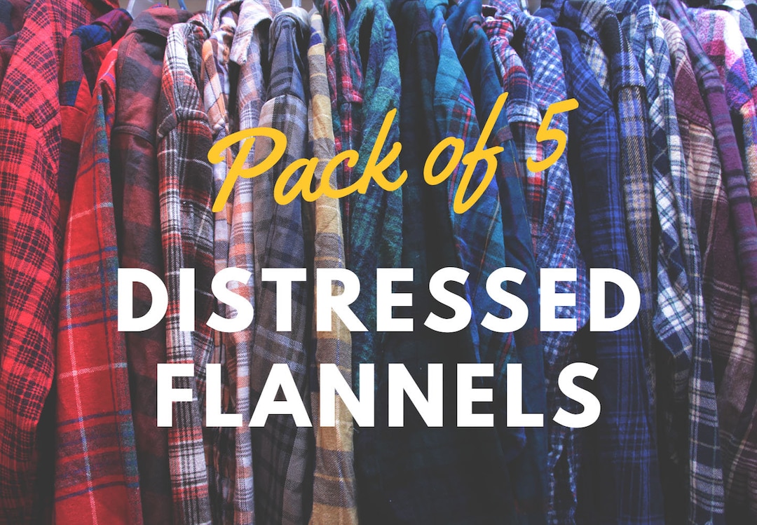 Pack of 5 Distressed Flannel Shirts - Etsy
