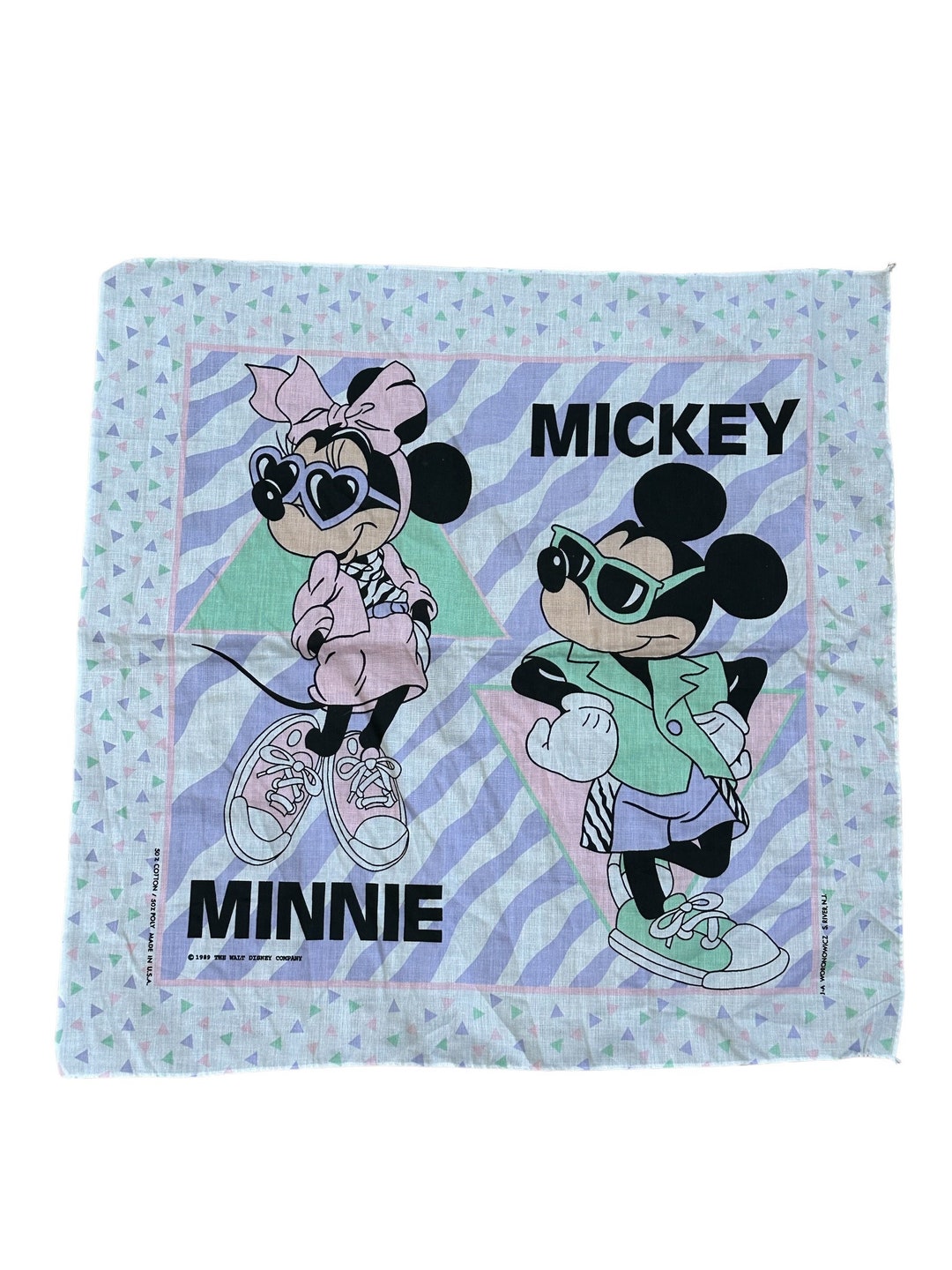 Vintage 1989 Mickey & Minnie Mouse Tapestry Pink Purple 80s Print ...