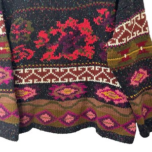 Vintage Ivy Fair Isle Floral Patterned Thick Knit Pullover Sweater ...