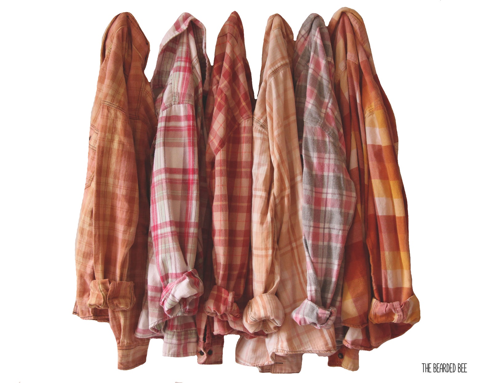Sun Bleached Flannel Shirt Faded Colors Pink Peach Blush Gold - Etsy