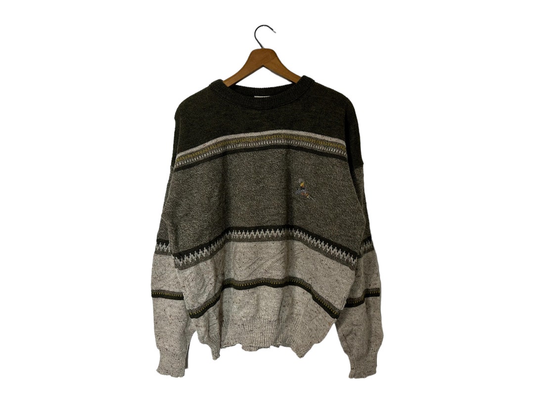 1980's Hunting Sweater Vintage Angelo Litrico Wool Blend Pheasant Bird ...
