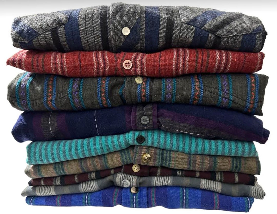 PICK ONE: Vintage Striped Flannel Shirts Button Down Flannels Stripes ...
