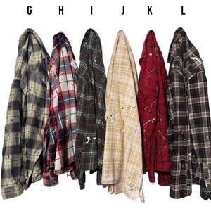 PICK ONE: Heavily Distressed Painted Flannel Shirts With Frayed Holes ...
