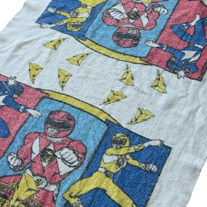 Early 90's Vintage Power Rangers Graphic Beach Towel White With ...