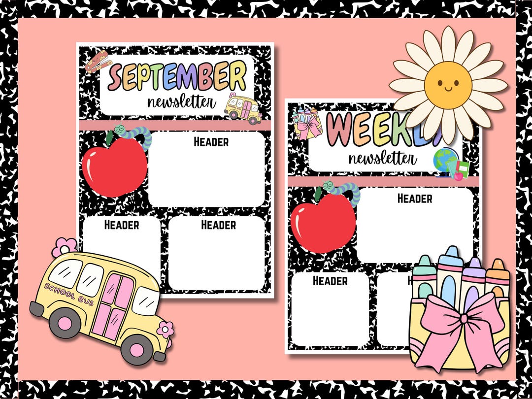 Editable September Teacher Newsletter | Composition Notebook Theme ...