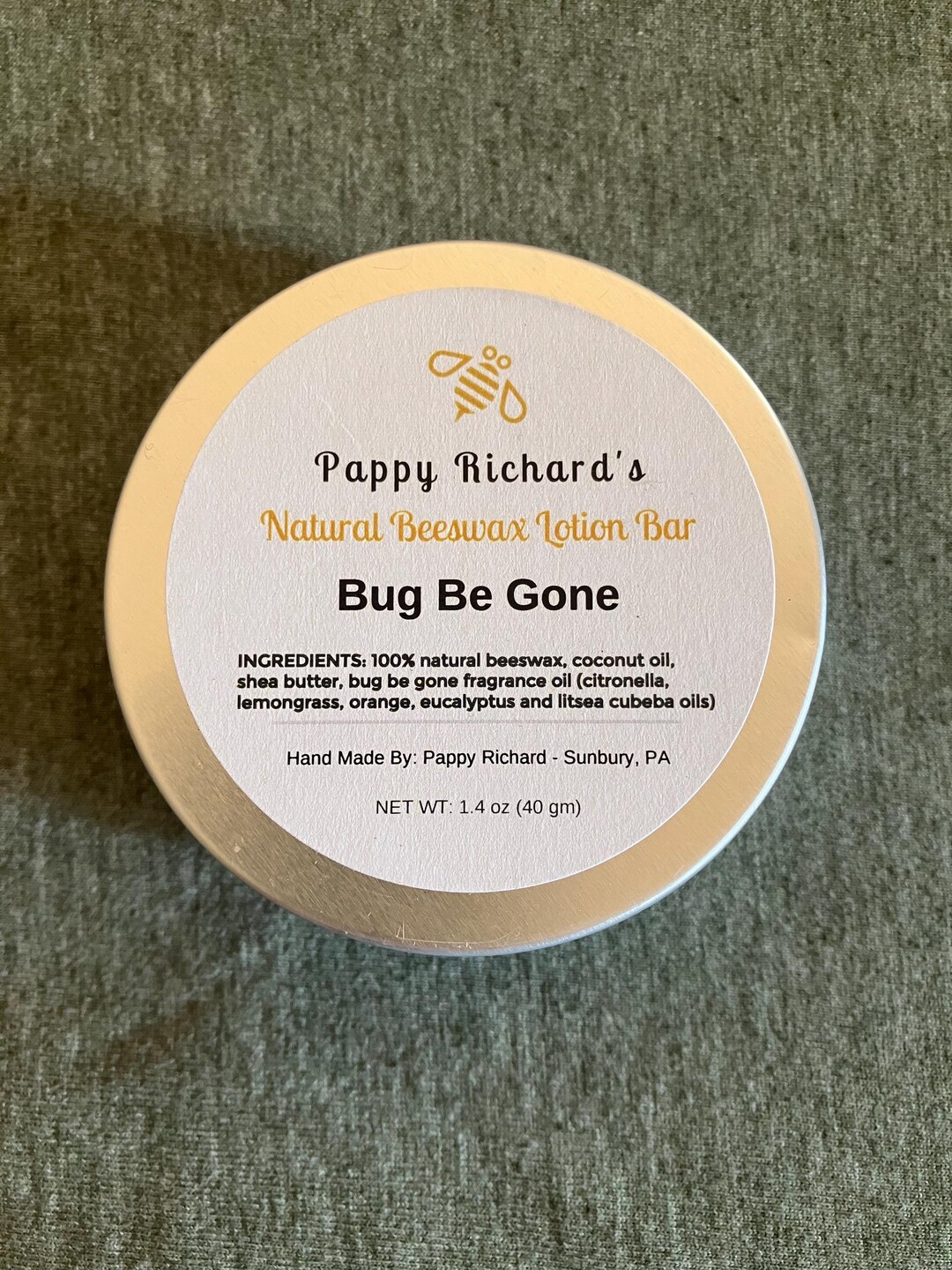 Bug Be Gone / All Natural Insect Repellent/lotion Bar Organic Beeswax ...