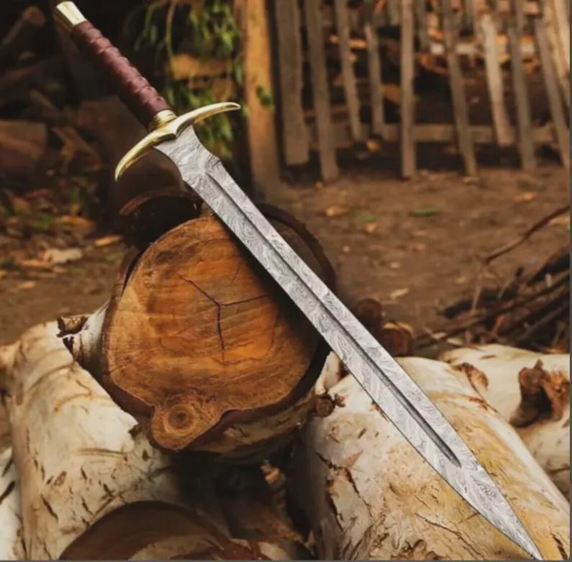 Handmade Damascus Steel Viking Sword: Medieval Templar Monogram - Etsy
