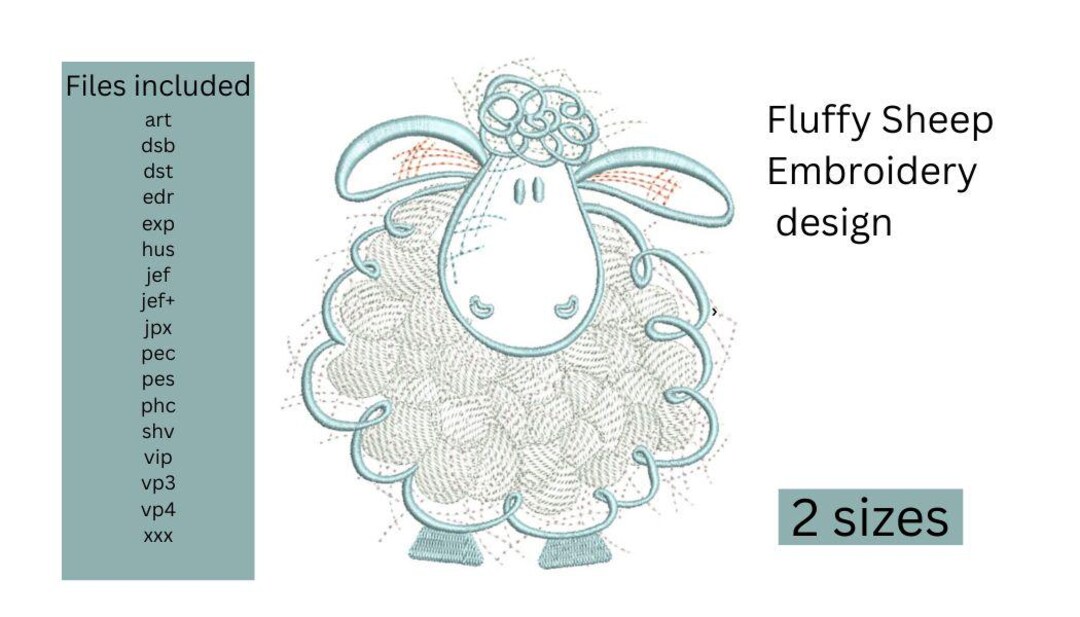 Fluffy Sheep Embroidery Design, Farm Animal Embroidery, Farm Kid, 2 ...