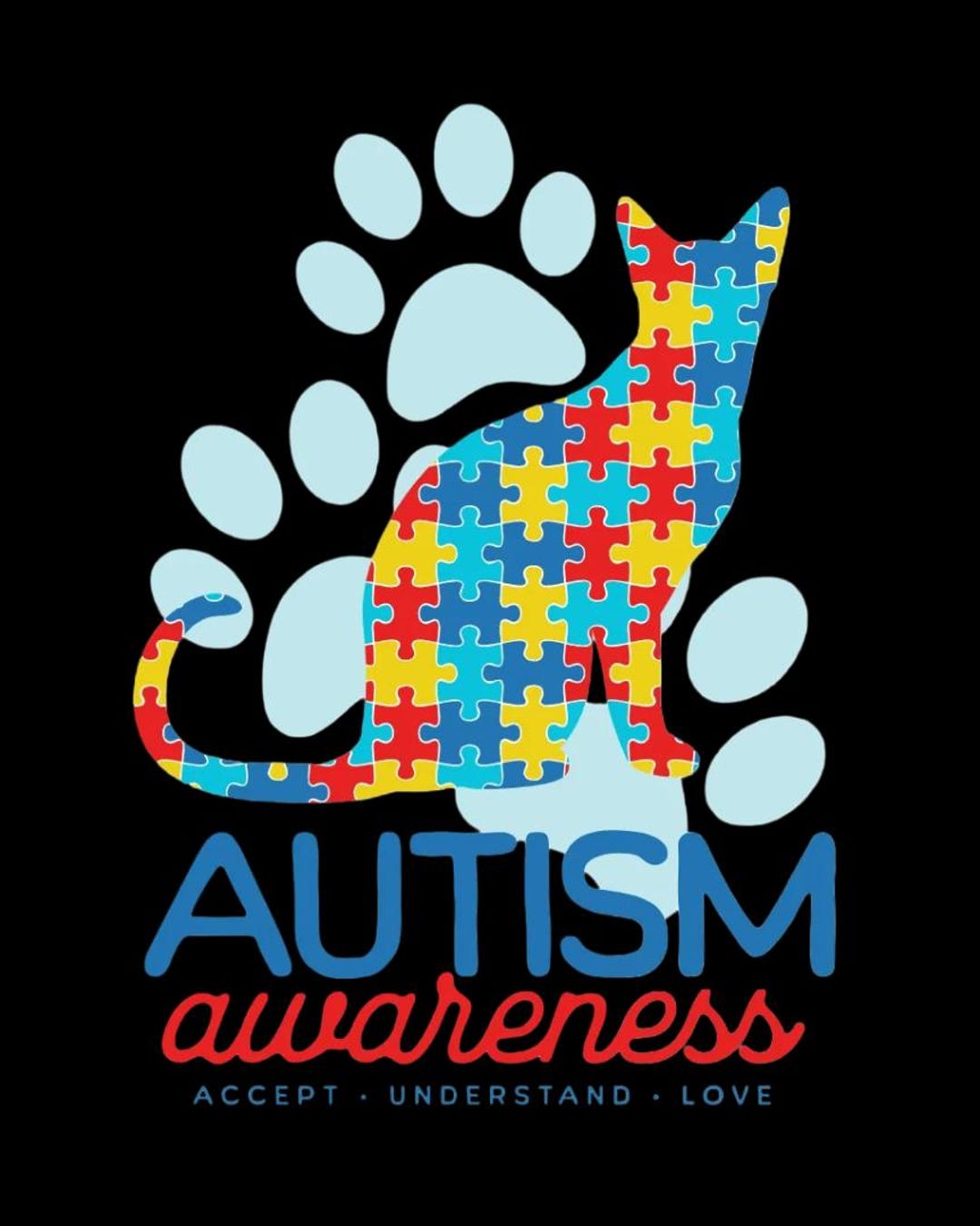 Autism Awareness,puzzle,love, Cat Clipart,whimsical Cats Clip Art ...