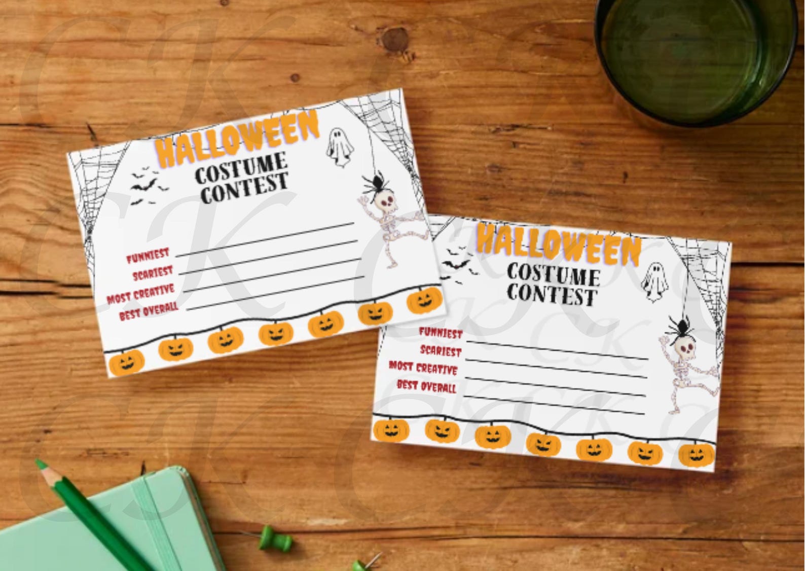 Editable Halloween Costume Contest VOTING CARDS, Costume Voting Cards ...