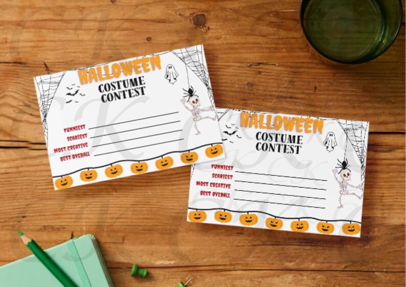 Editable Halloween Costume Contest VOTING CARDS, Costume Voting Cards ...