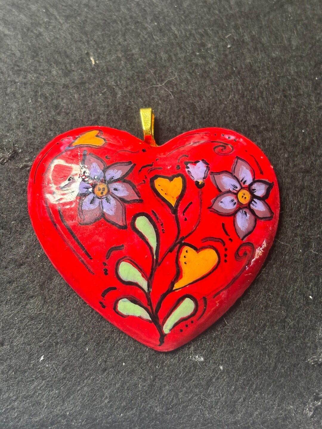 Wild Heart Garden Hand-painted Resincrete Pendant - Etsy