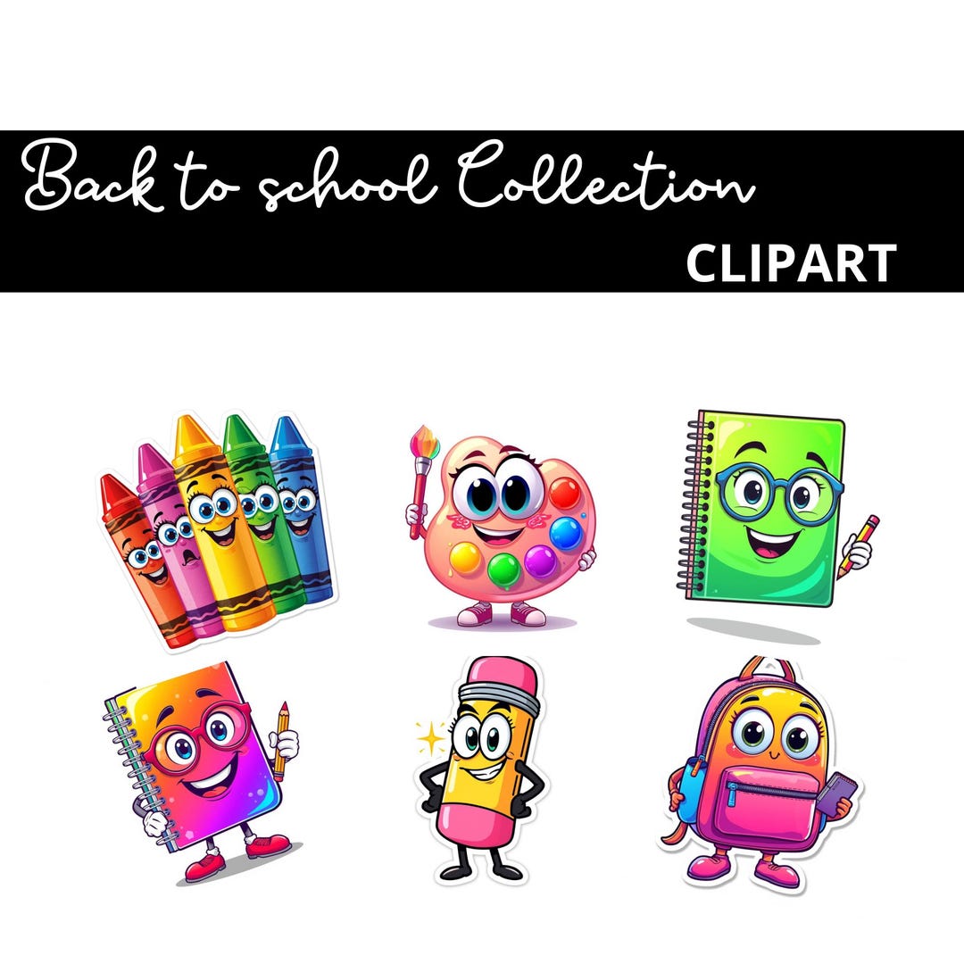 Back to School Clipart Bundle | Cute 3D School Supplies PNG | Kawaii ...