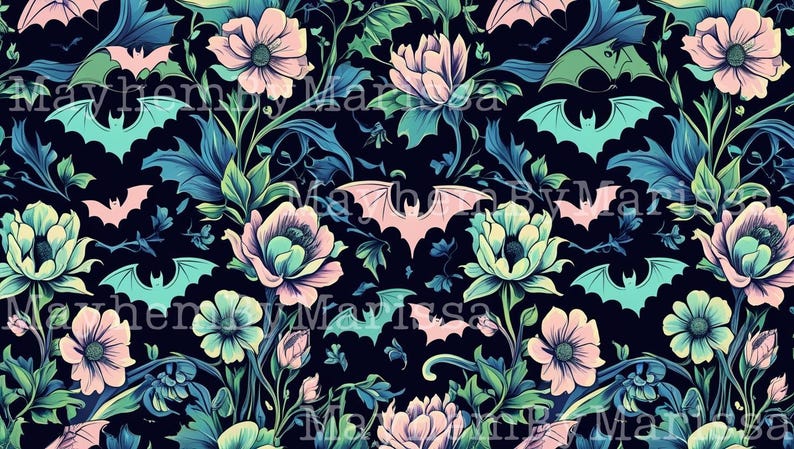 Bats and Flowers - Etsy