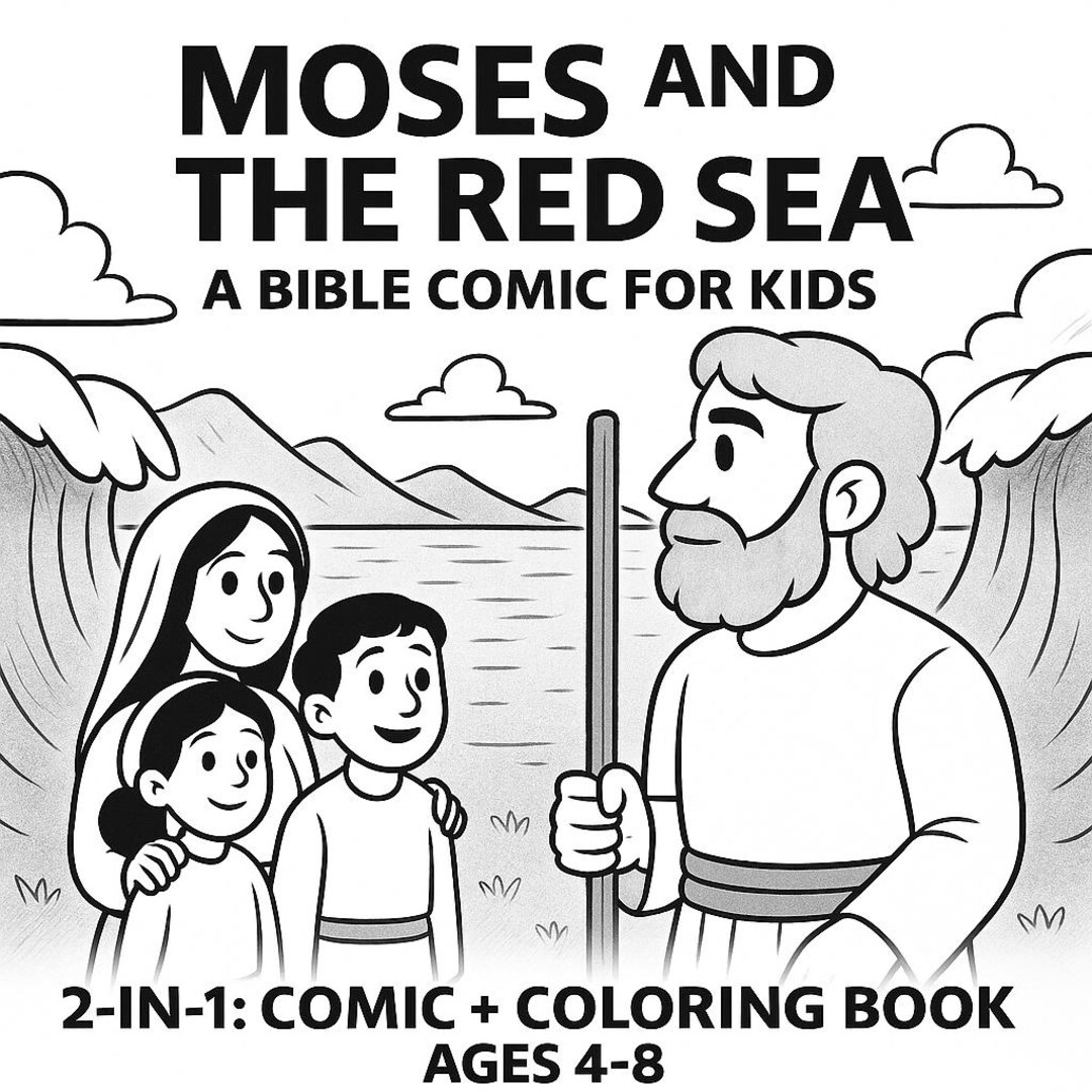 Moses and the Red Sea Bible Comic Book for Kids | 2-in-1 Coloring Book ...