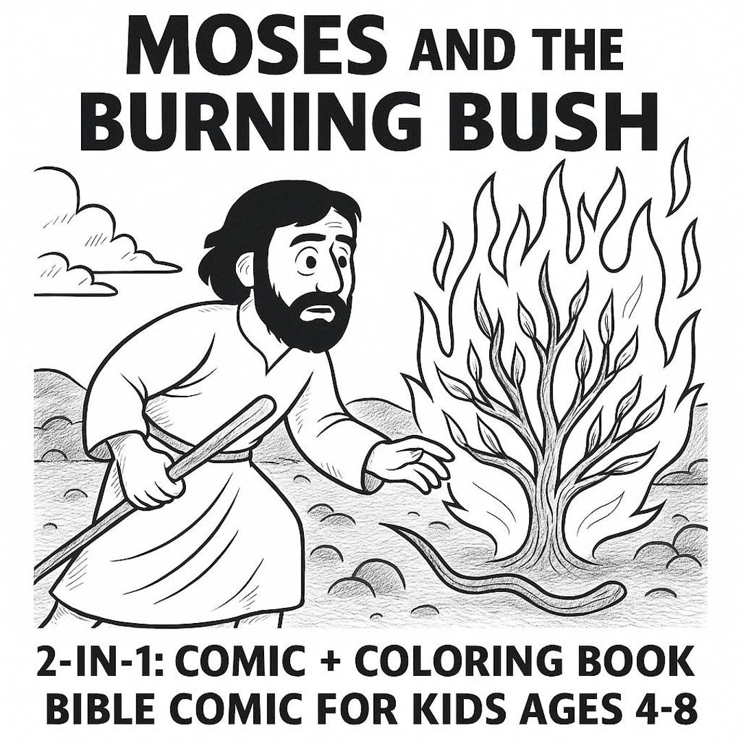 Moses and the Burning Bush | 2-in-1 Bible Comic & Coloring Book for ...