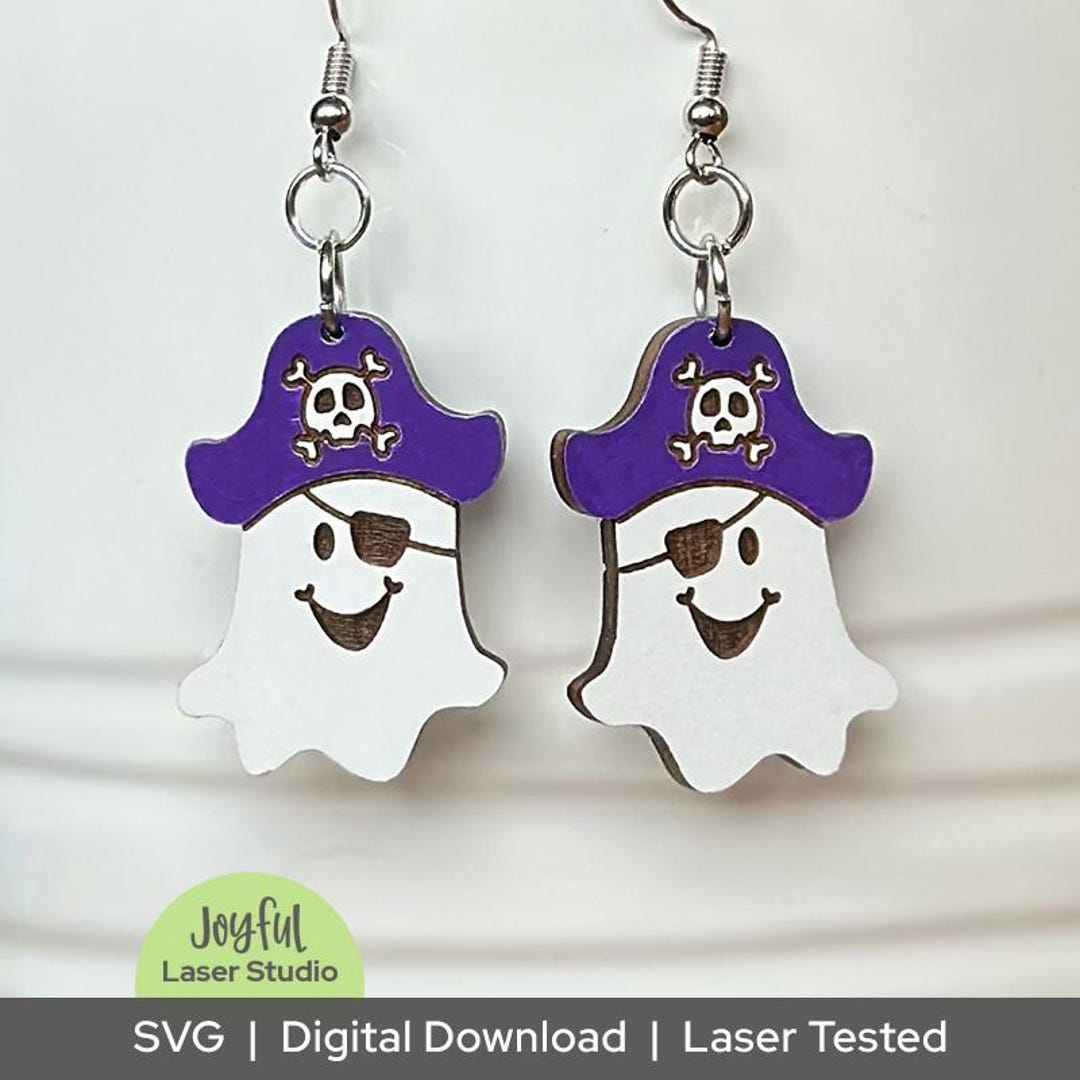Pirate Ghost Earrings SVG | Laser Cut Halloween Design | Halloween ...