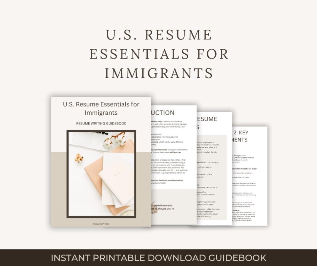 2025 U.S. Resume Writing Guidebook for Immigrants (PDF) - Etsy