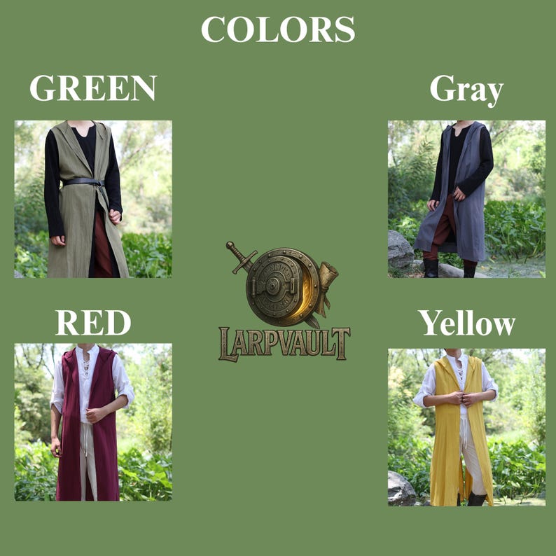 Red Cotton Linen Hooded Robe: Renaissance Medieval LARP Vest Cloak - Etsy
