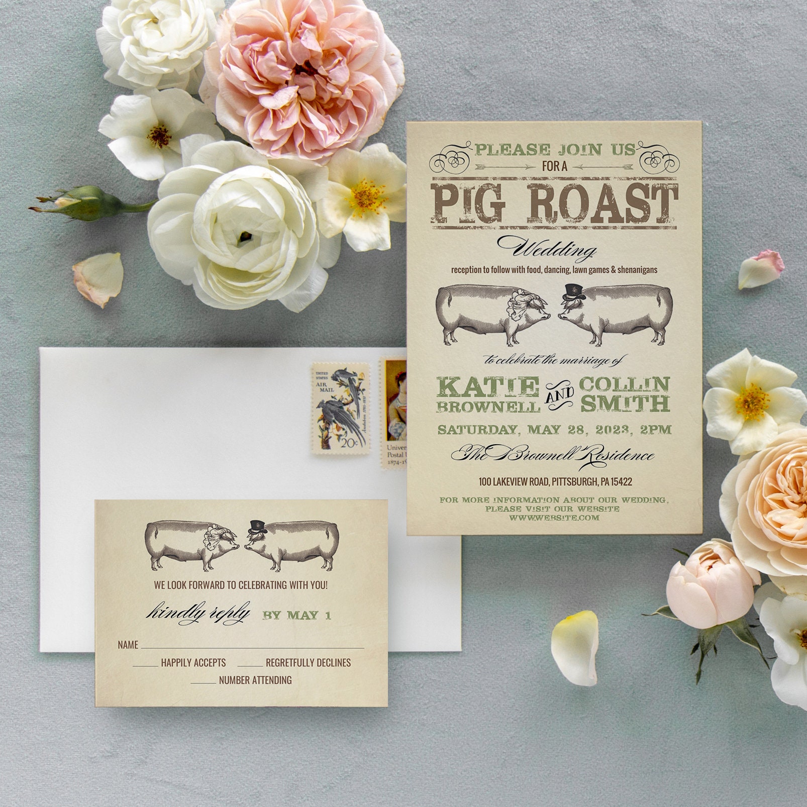 Editable Pig Roast Wedding Invitation Hog Roast I Do BBQ Plus RSVP Card ...