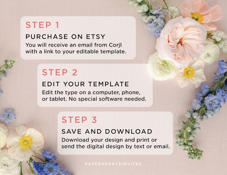 Wildflowers Name Card Template, Printable Name Card, 4x2 Name Card ...