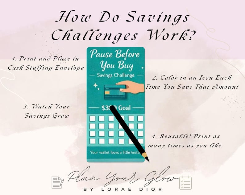 Pause Before You Buy Savings Challenge – Mindful Spending Tracker ...
