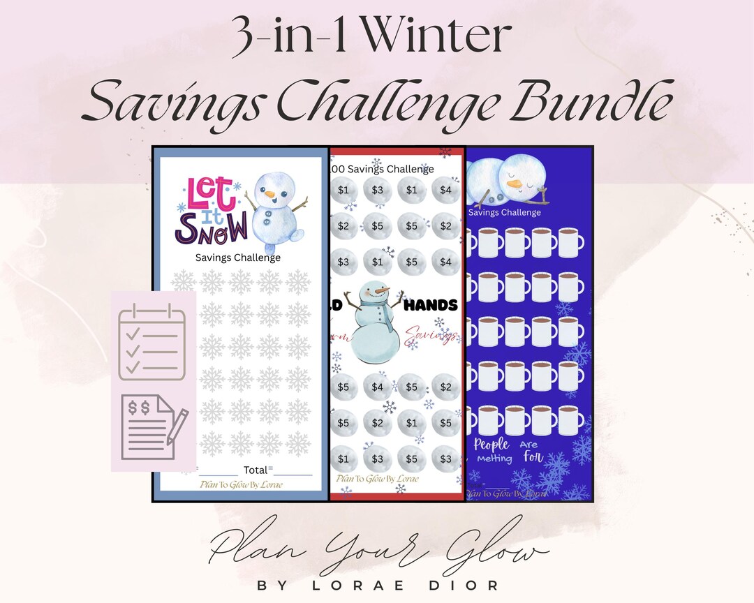Winter Savings Challenge – Printable Budget Tracker, Holiday & New Year ...