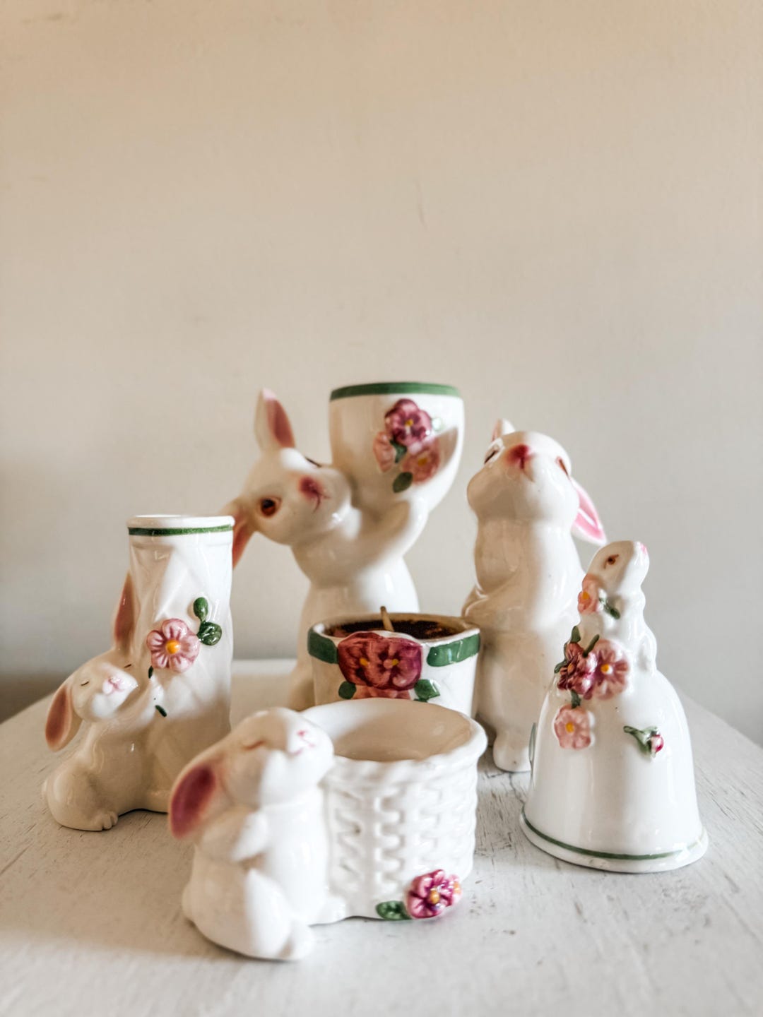 Vintage Avon Bunny Decor Set - Hand Painted Ceramic - 1980 1981 - Made ...