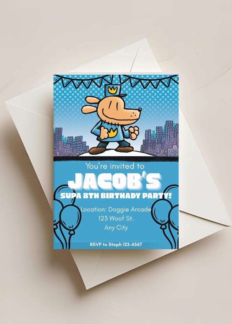 Dog Man Birthday Template | Dog Man Birthday Party | Kids Birthday ...