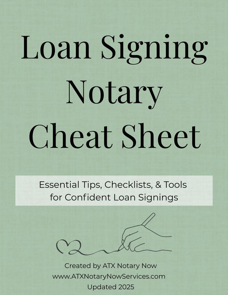 Notary Loan Signing Cheat Sheet Binder: Mobile Notary Guide (digital ...