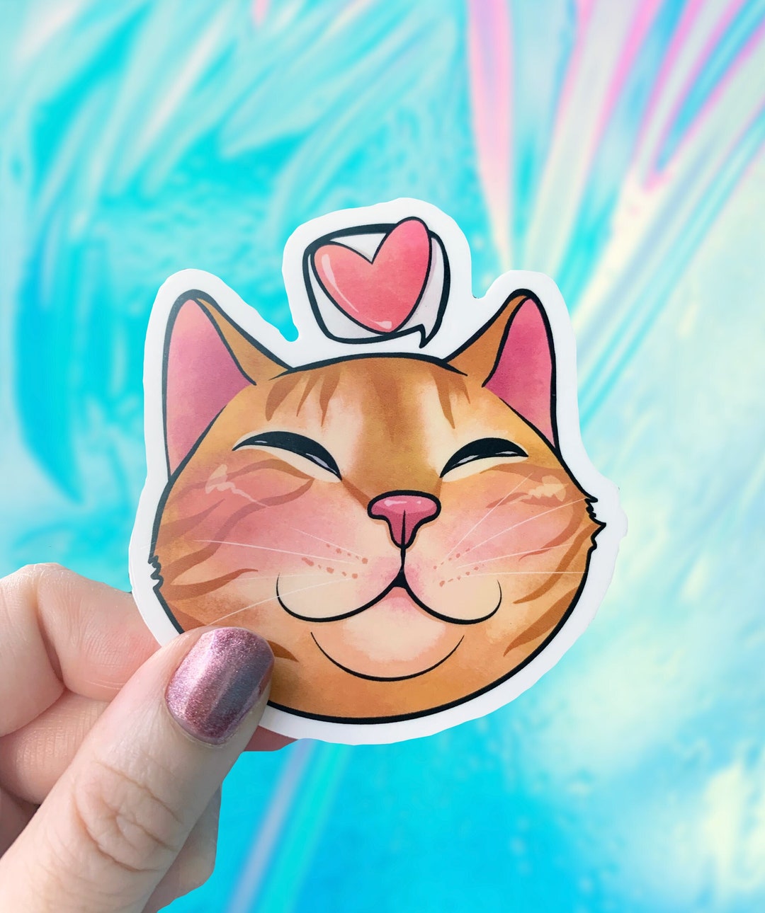 Cute Orange Tabby Cat Sticker - Etsy