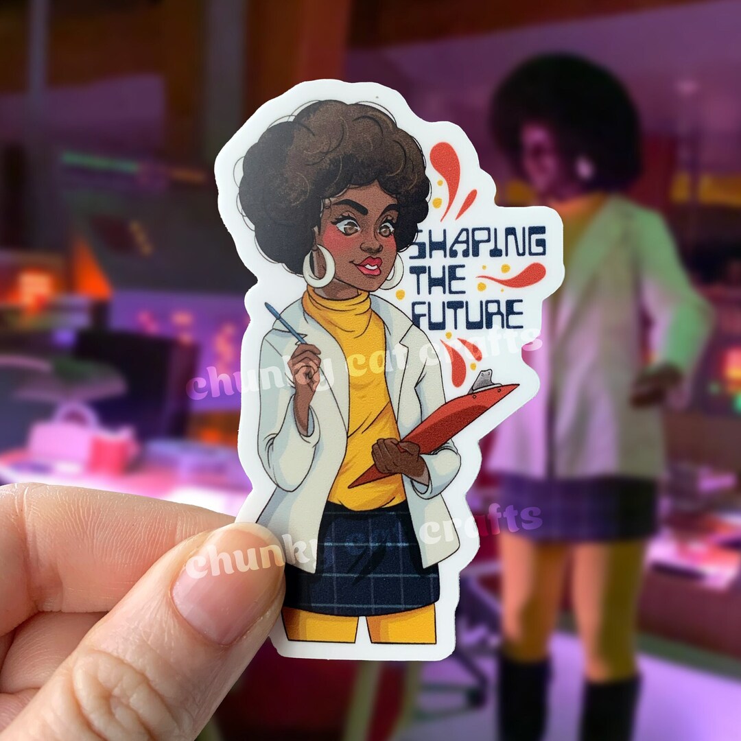 Spaceship Earth Sticker Featuring 70s Computer Scientist Woman "foxy ...
