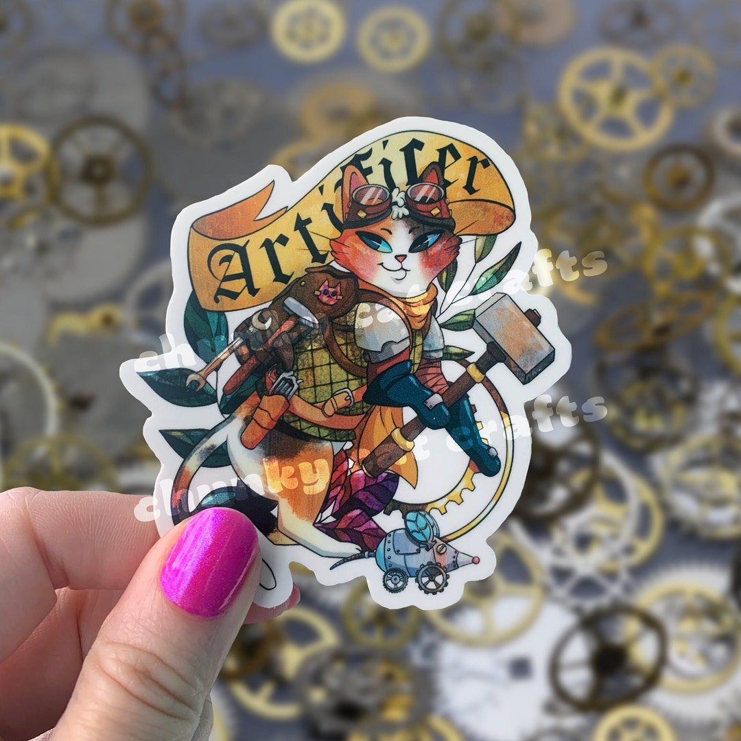 Dnd Artificer Sticker - Dnd Cat Sticker - Fantasy RPG Vinyl Decal - Etsy
