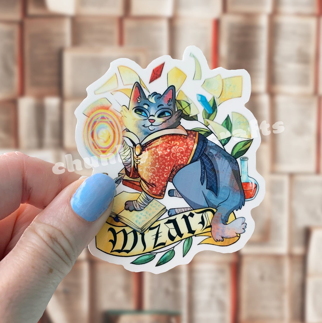 Dnd Wizard Sticker Dnd Cat Sticker - Etsy