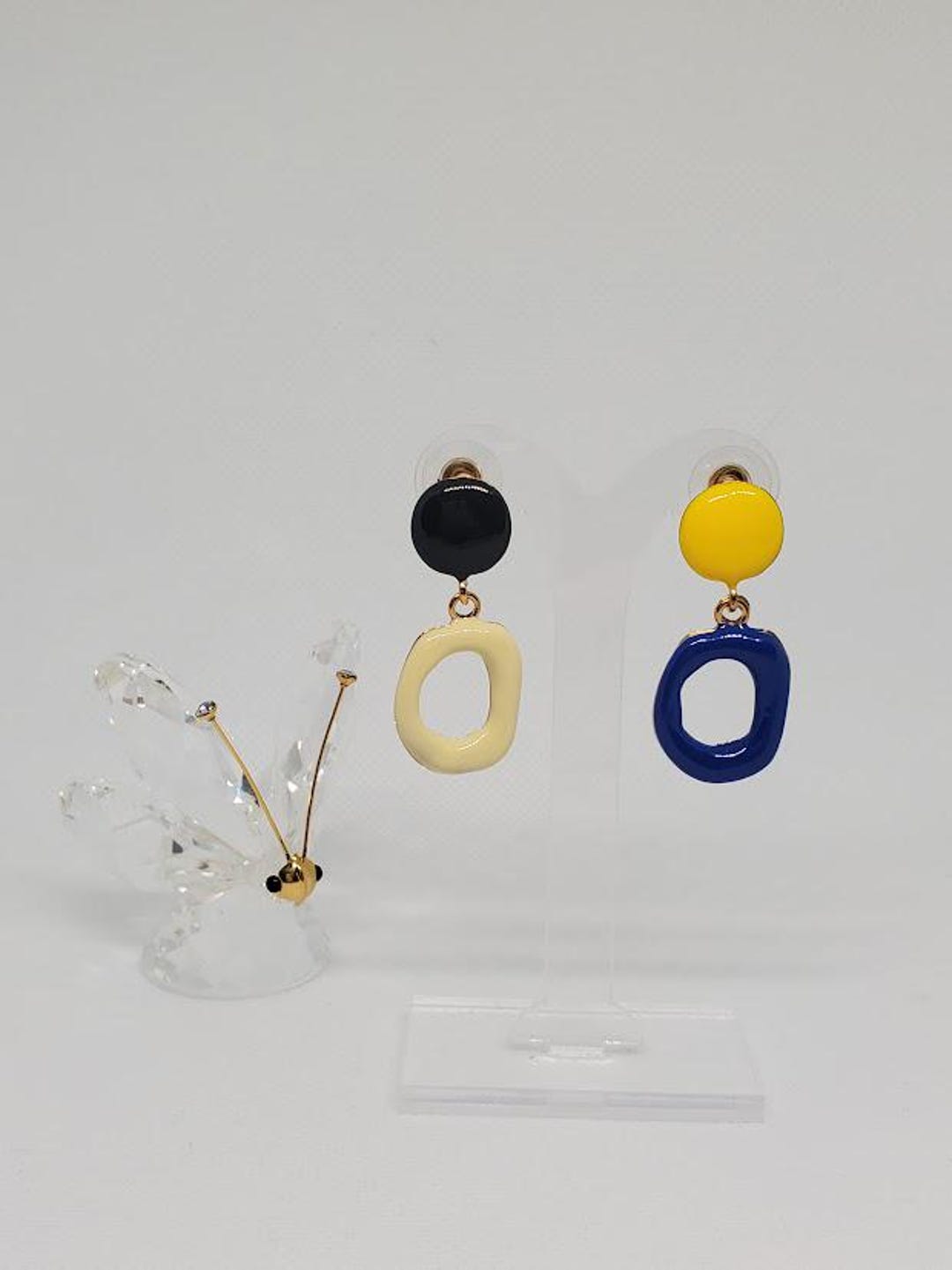 Mismatched Resin Dangle Earrings: Abstract Geometric Jewelry - Etsy