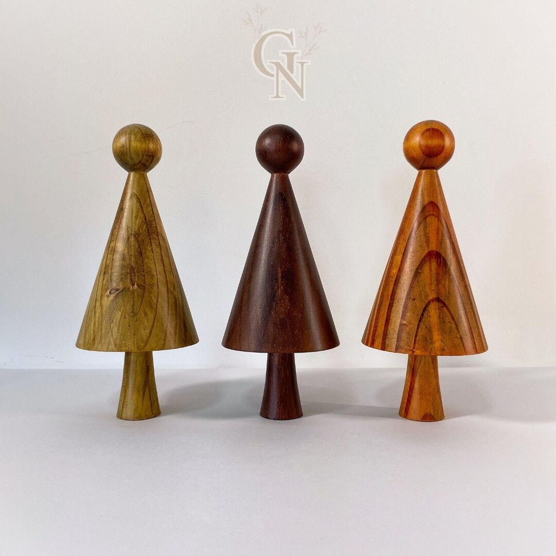 Cone-shaped Wooden Tree With Sphere – Minimalist Decor for Shelf, Table ...